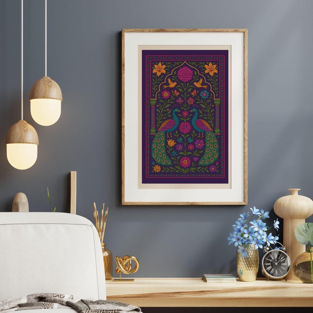 Indian Folk Art Print: Mughal Jharoka With Birds (digital Download) - Etsy