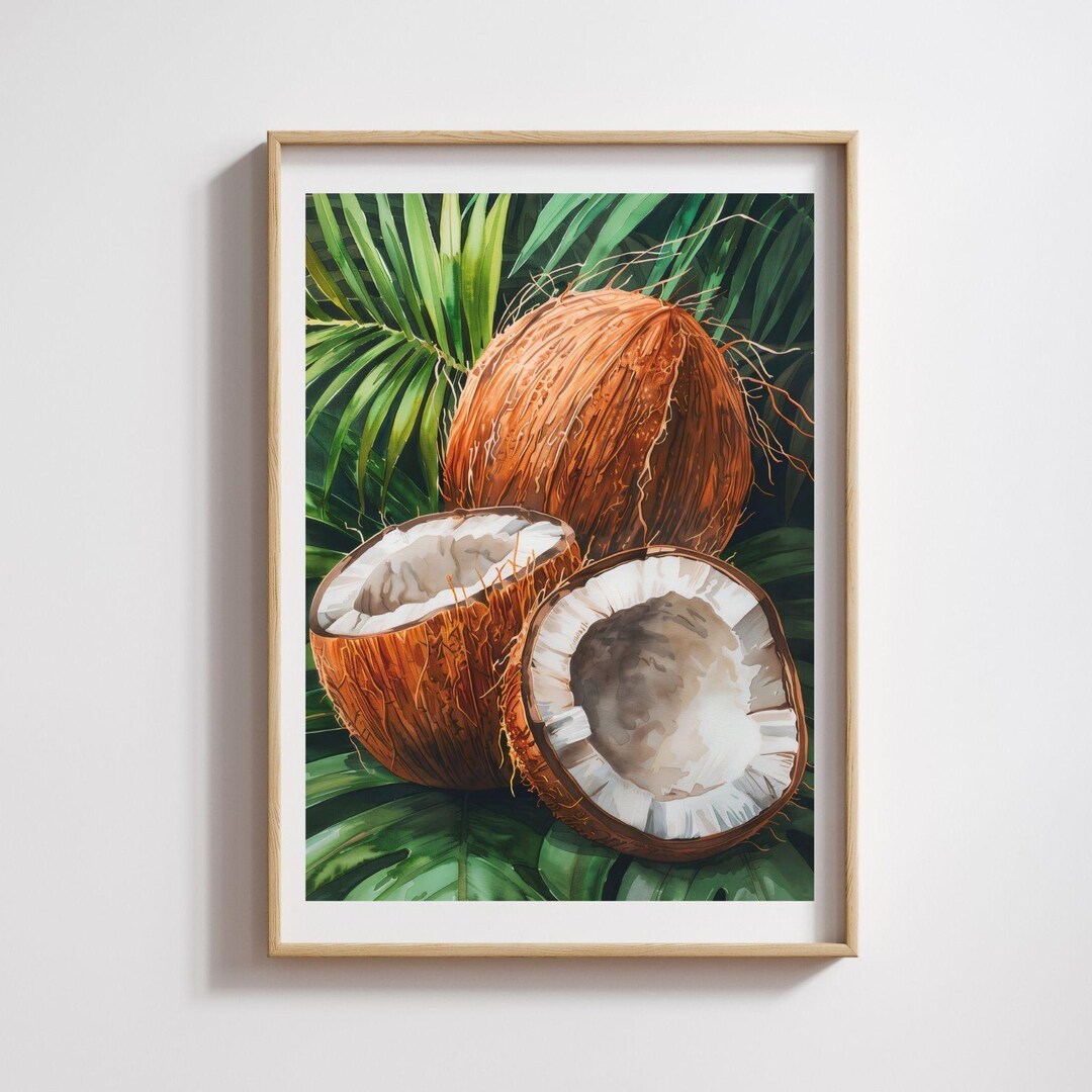 Coconut Artwork | Printable Artwork | Kitchen Artwork | Jpeg Art ...