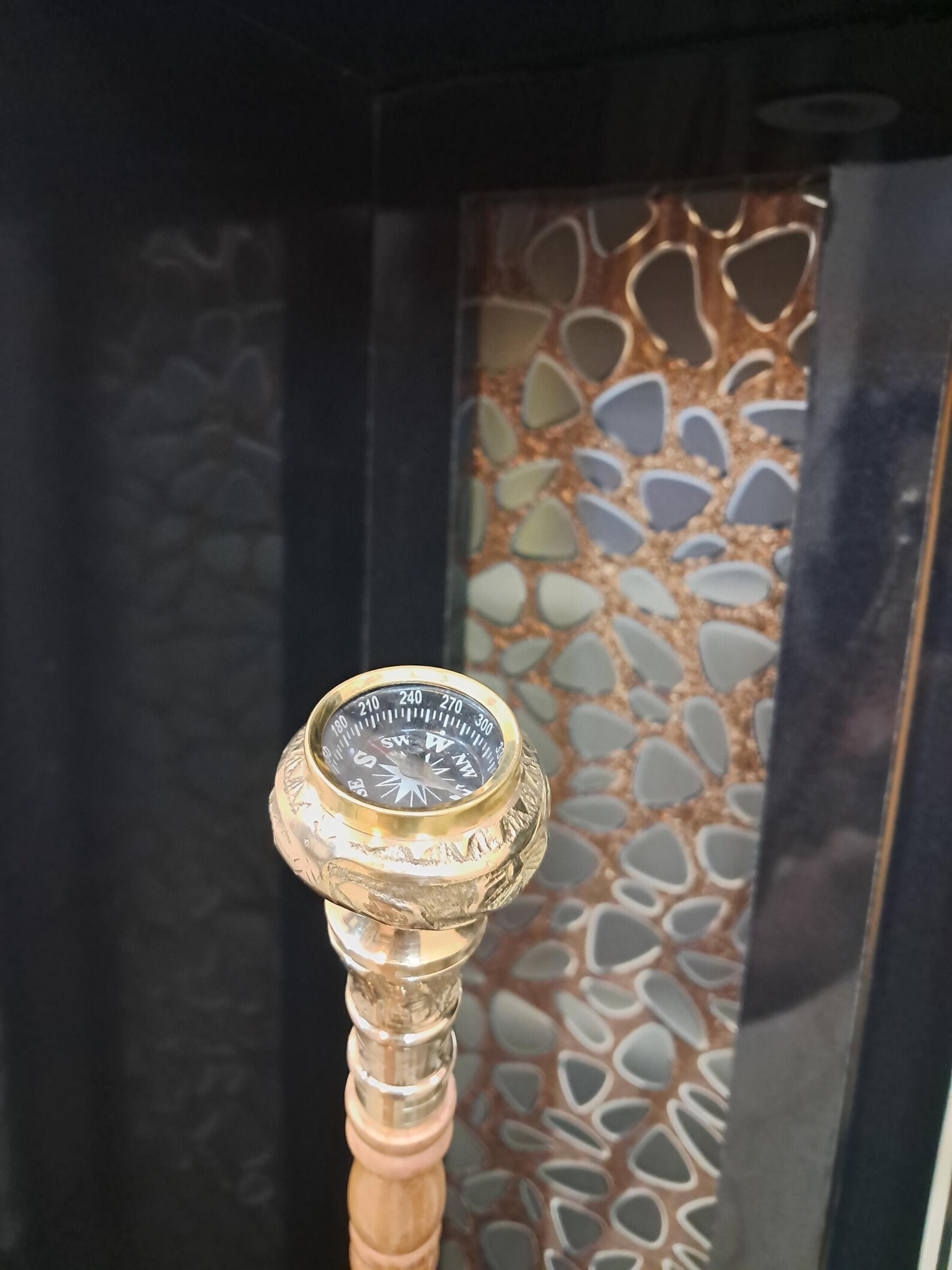 Brass Compass Wooden Walking Cane – Handmade Ash Wood Stick, Vintage ...
