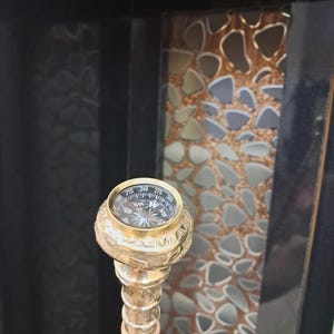 Brass Compass Wooden Walking Cane – Handmade Ash Wood Stick, Vintage ...