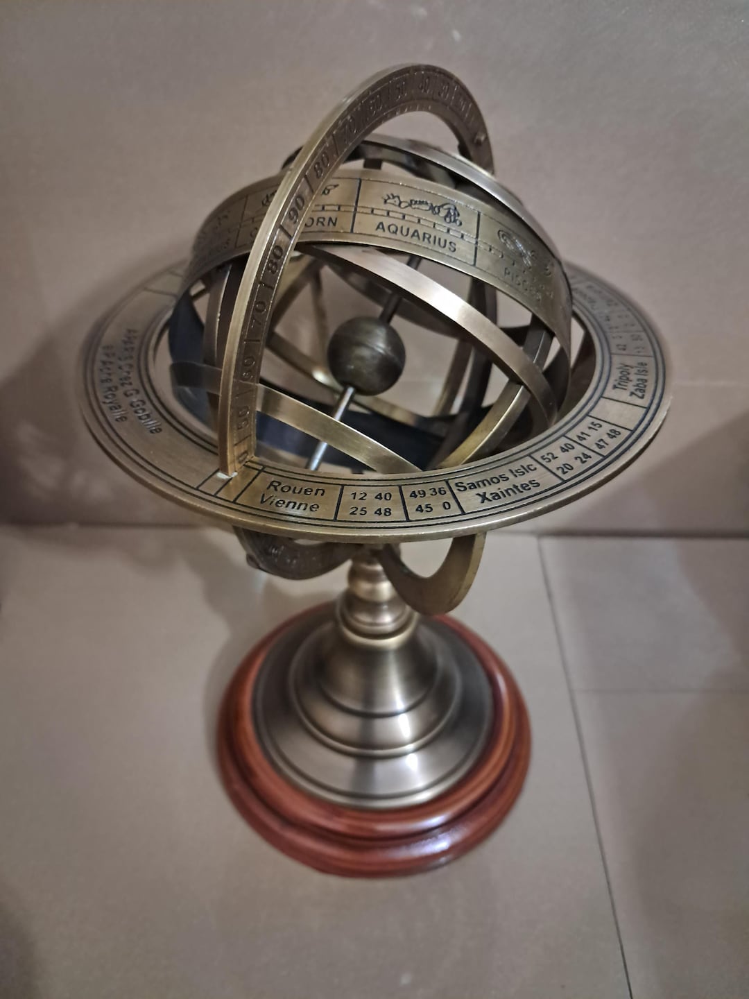 Antique Style Brass Armillary Sphere – 8" Engraved Nautical Tabletop ...