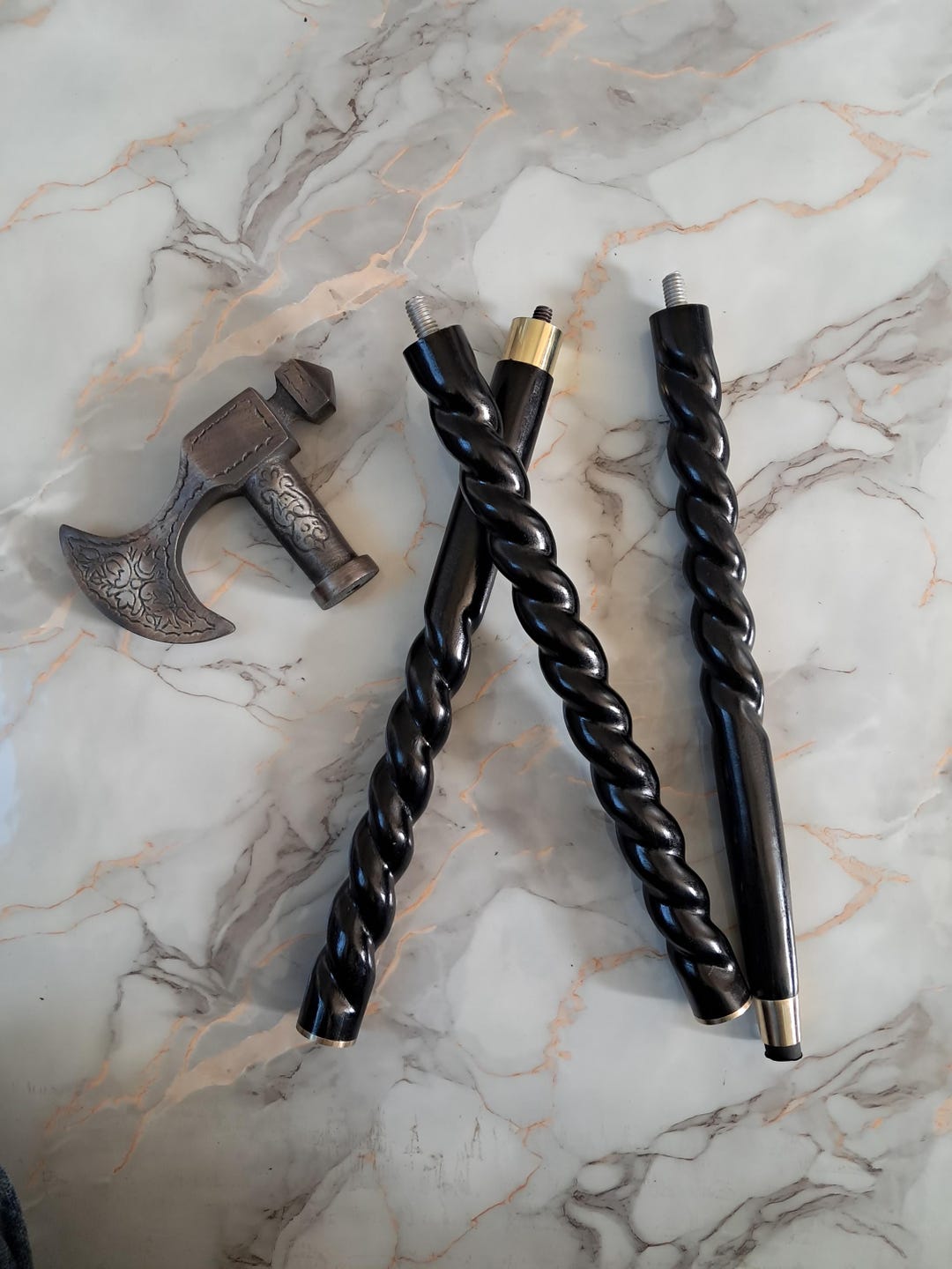 Axe Handle Walking Cane, Spiral Ash Wood Walking Stick – Handmade ...