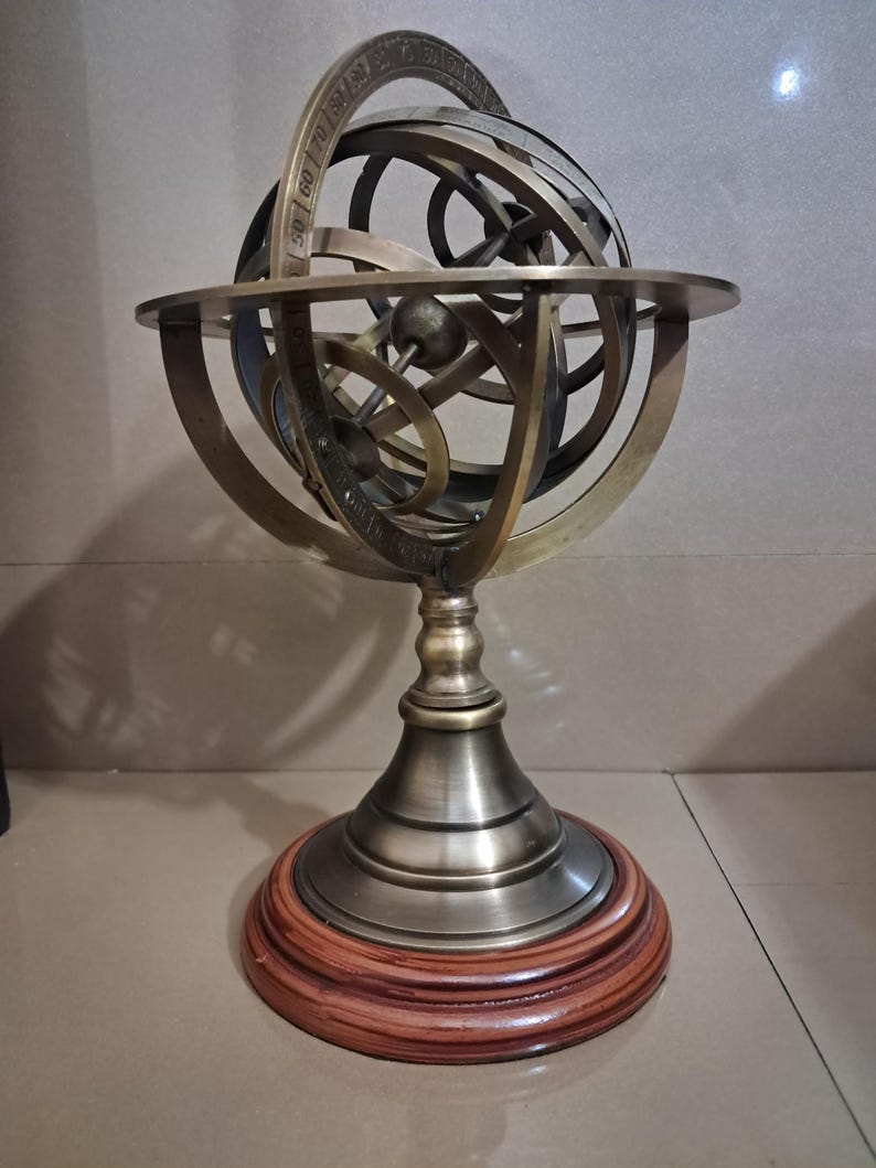 Antique Style Brass Armillary Sphere – 8" Engraved Nautical Tabletop ...