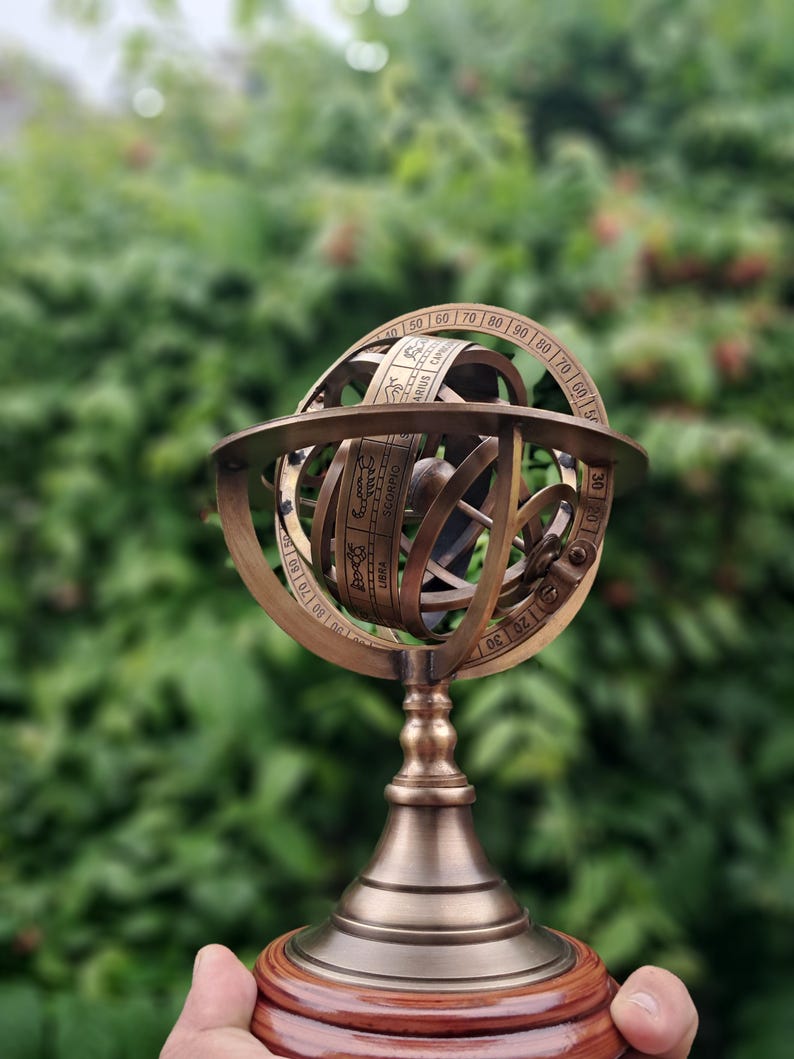 Antique Style Brass Armillary Sphere – 8" Engraved Nautical Tabletop ...
