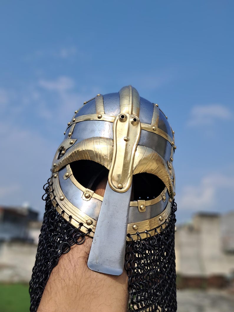 Norse Viking Vendel Helmet – Iron Steel Costume Armor With Chain - Etsy