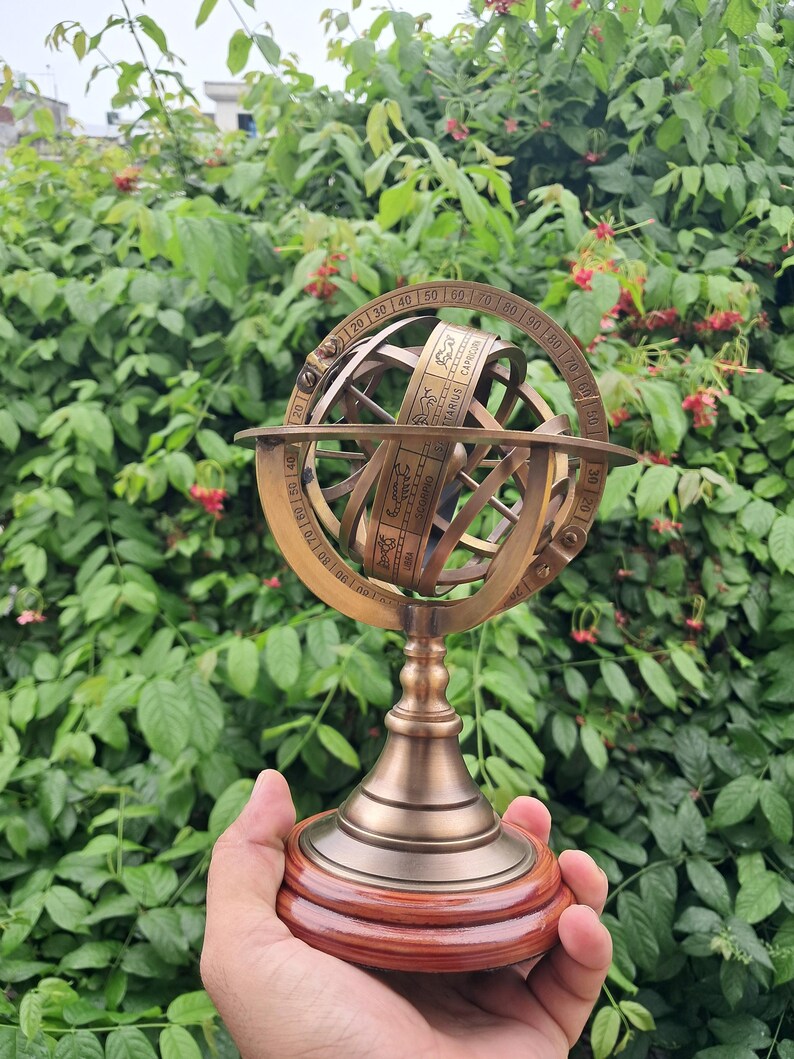 Antique Style Brass Armillary Sphere – 8" Engraved Nautical Tabletop ...