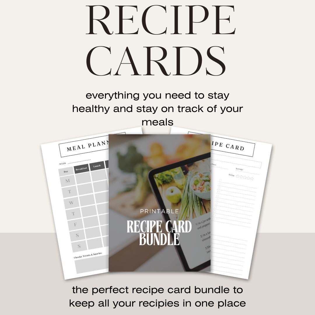 Printable Recipe Card Bundle: Meal Planner, Grocery List (instant ...