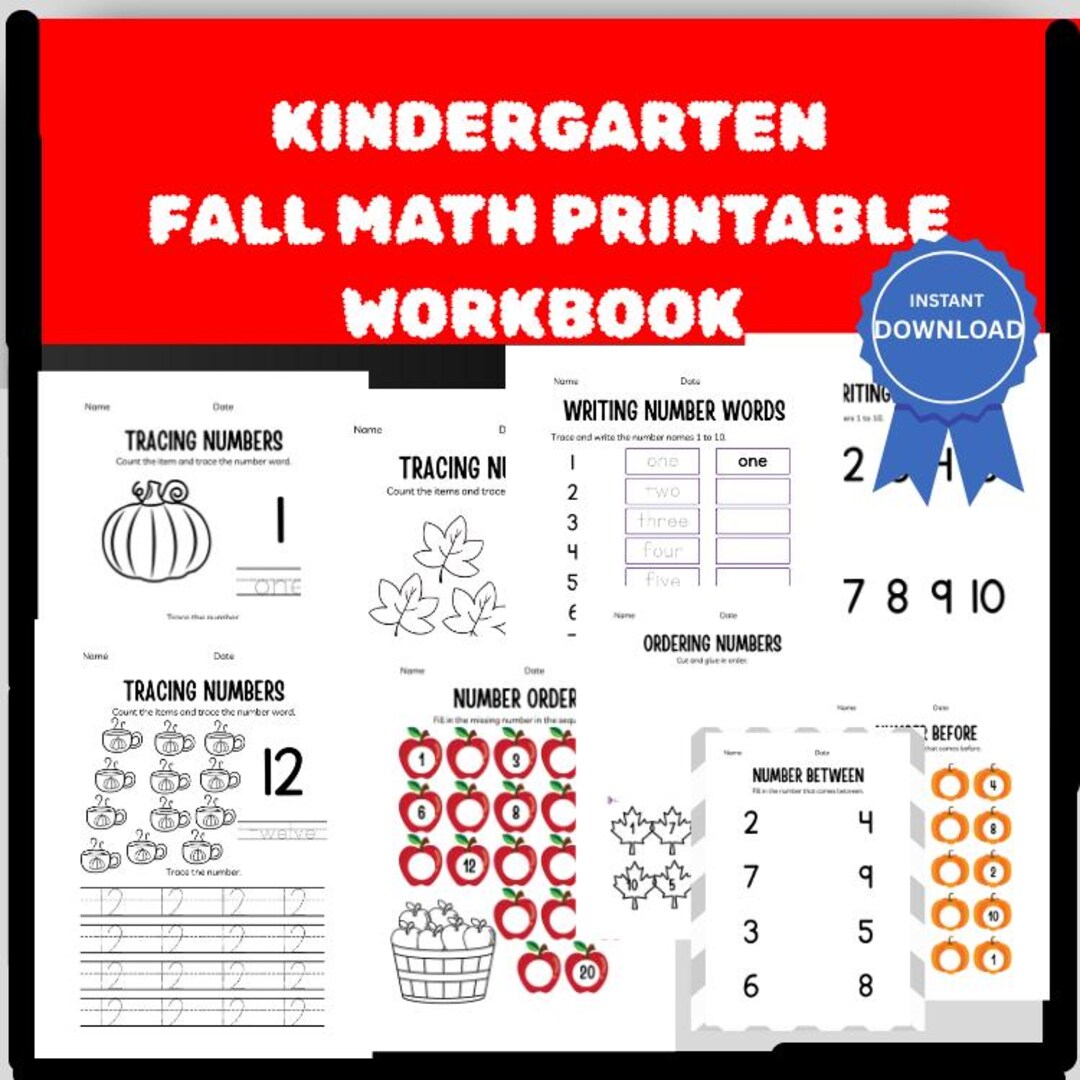 Kindergarten Math Workbook | Number Tracing 1-20, Missing Numbers ...