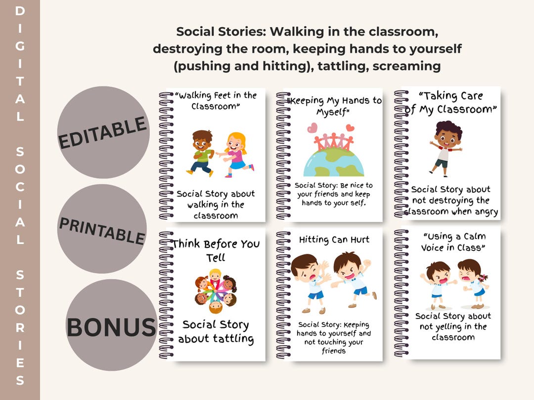 Digital Social Stories, Printable Social Skill Book, Behavior ...