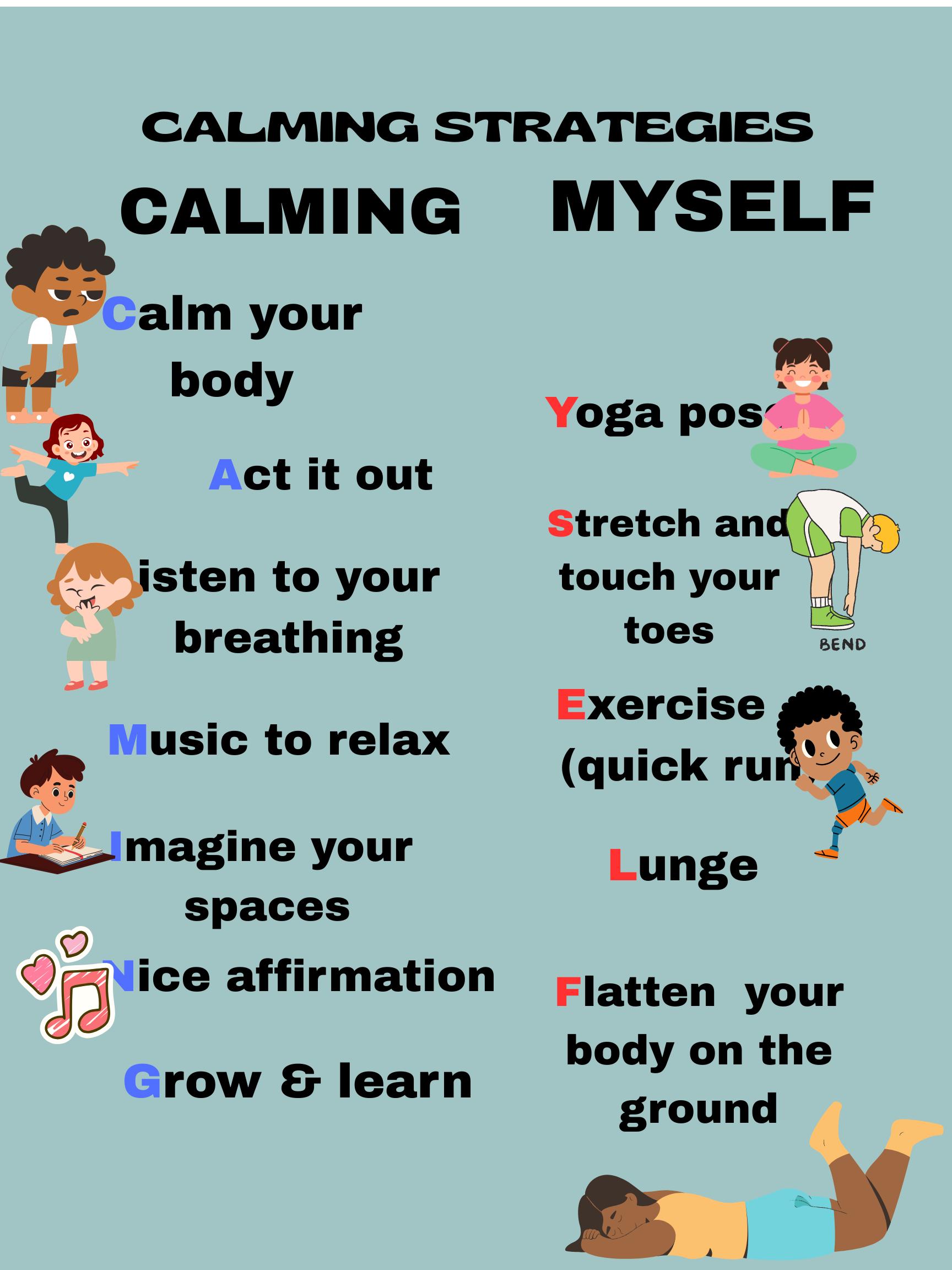 Calming Strategies Poster, Behavior Chart, Calming Techniques, Teachers ...