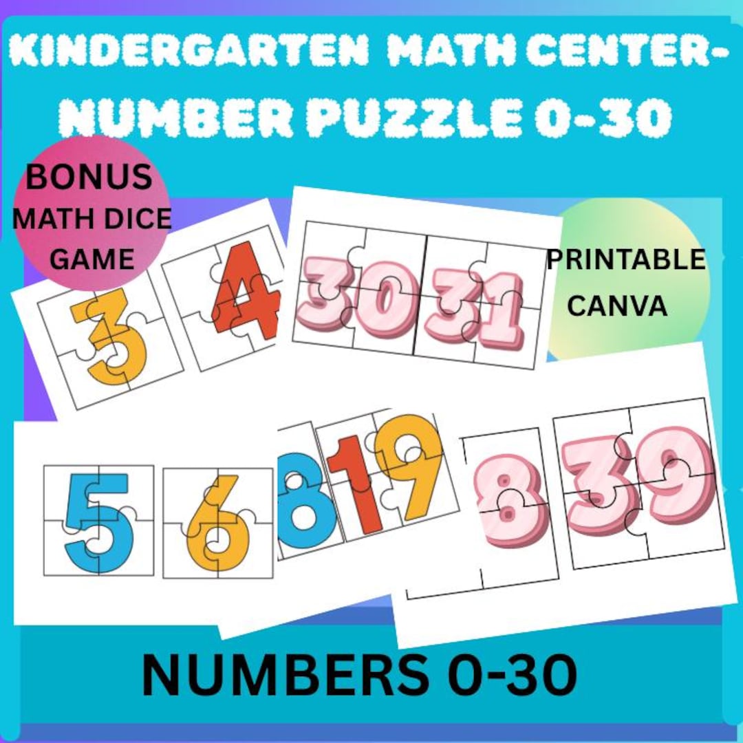Number Puzzles 0–30 | Kindergarten Math Center | Number Recognition and ...