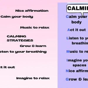 Printable Calming Strategies Poster, Calm Cards, Calming Skills, Calm ...