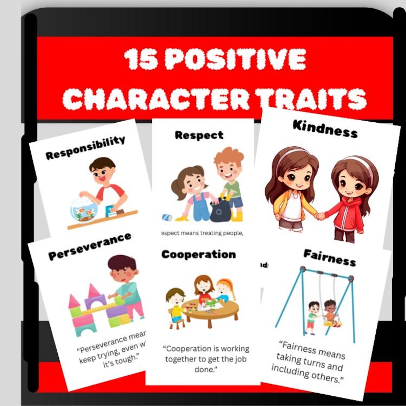 Positive Character Trait Posters for Kids | Classroom SEL Growth ...