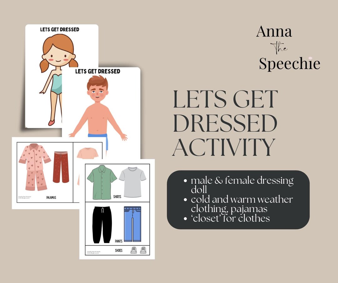 Paper Doll Dressing Activity – Printable Dress-up Game for Speech ...