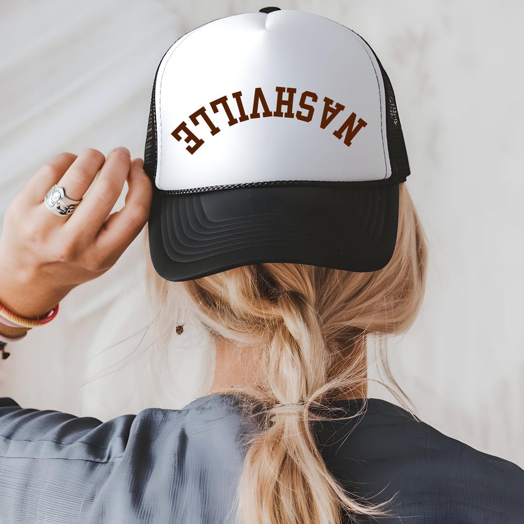 Nashville Trucker Hat Upside Down Text Hat Country Music Concert Trendy Trucker Cap Western ...