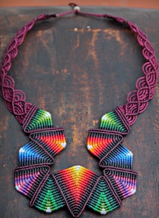 Fiber Statement Necklace AZTECA, Colorful Bib Boho Necklace Handmade by ...