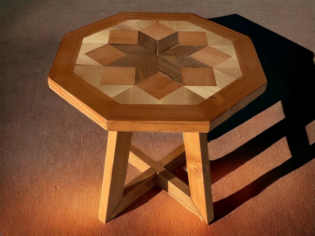 Illusion Wooden Coffee Table – Handmade Optical Illusion Side Table ...