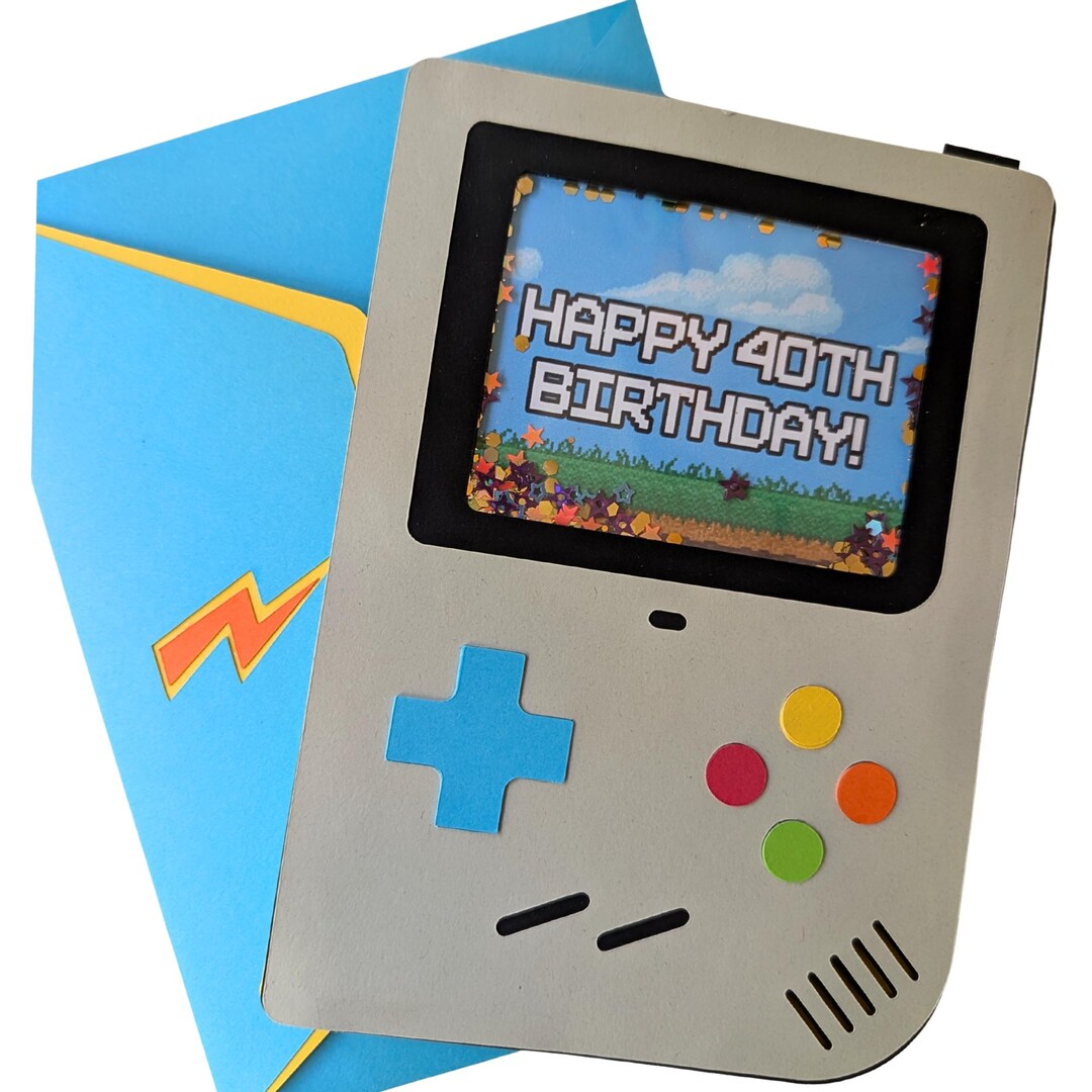 Retro Gamer Birthday Card, Birthday Video Game Shaker Card, Handmade ...