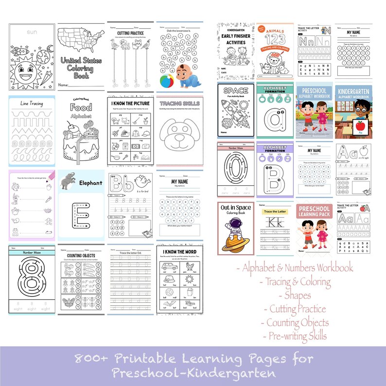 Preschool Pre-k + Kindergarten Learning Bundle | +800 Pages | Printable ...