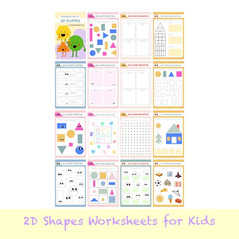 2D Shapes Worksheets for Kids | Preschool & Kindergarten Printable ...