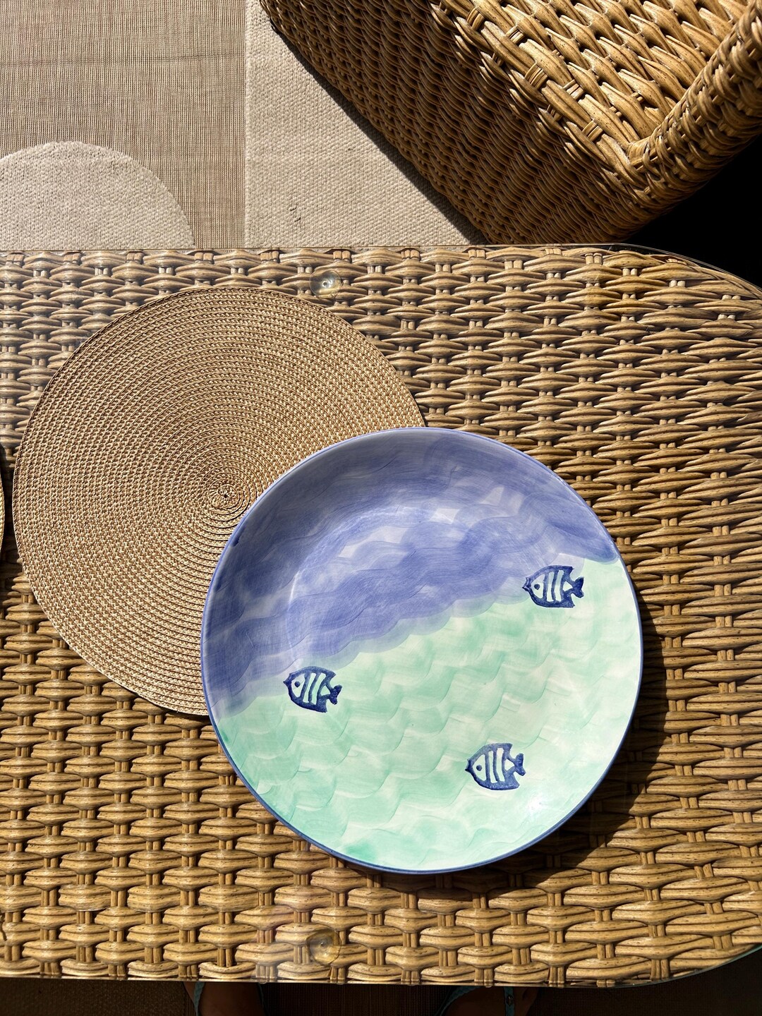 Large Ceramic Plate With Fish Design, Coastal Style – 35 Cm - Etsy