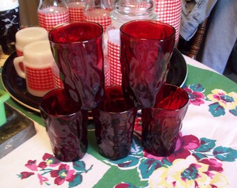 Red depression glass | Etsy