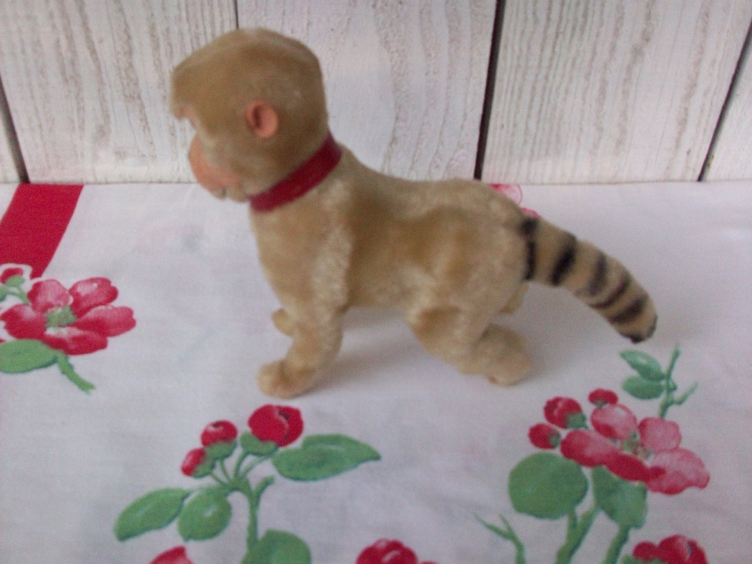 Vintage Mohair Monkey Striped Tail Red Collar Made in Japan - Etsy