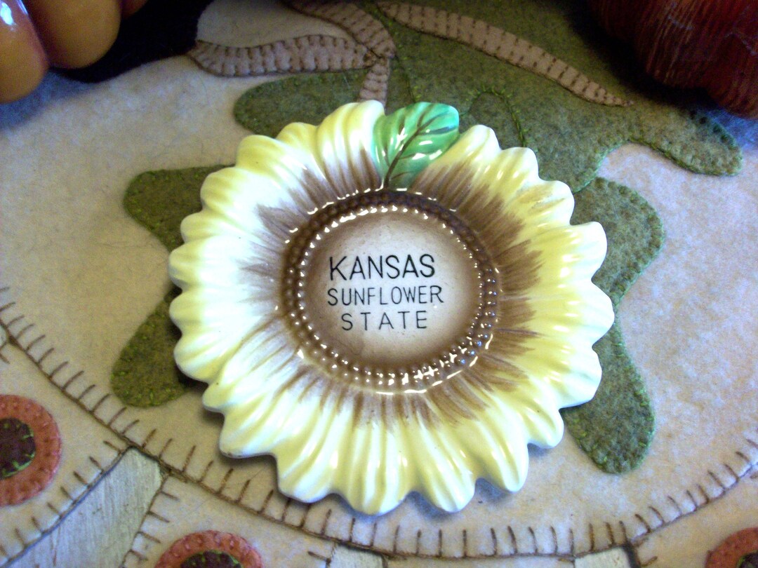 Cute Small Sunflower Trinket Dish or Spoon Rest Kansas Sunflower State ...