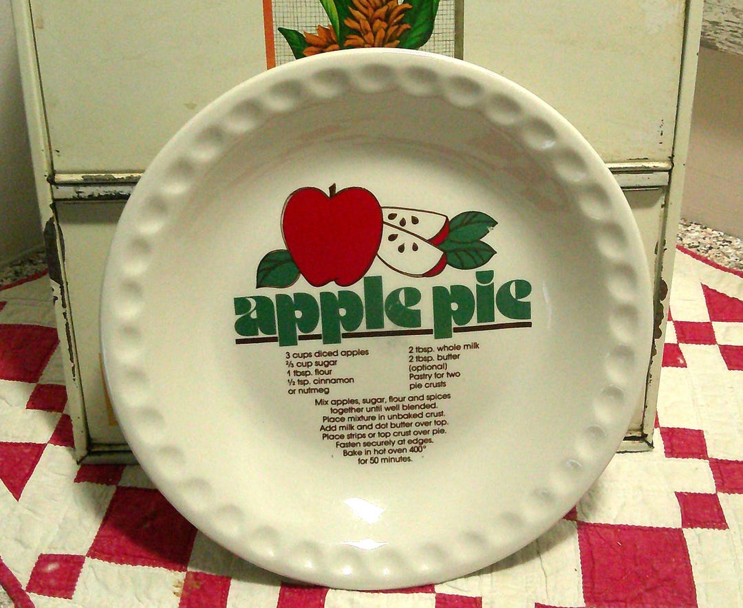 Cute Ceramic Apple Pie Plate With Recipe Kitchen Plate Farmhouse Decor ...