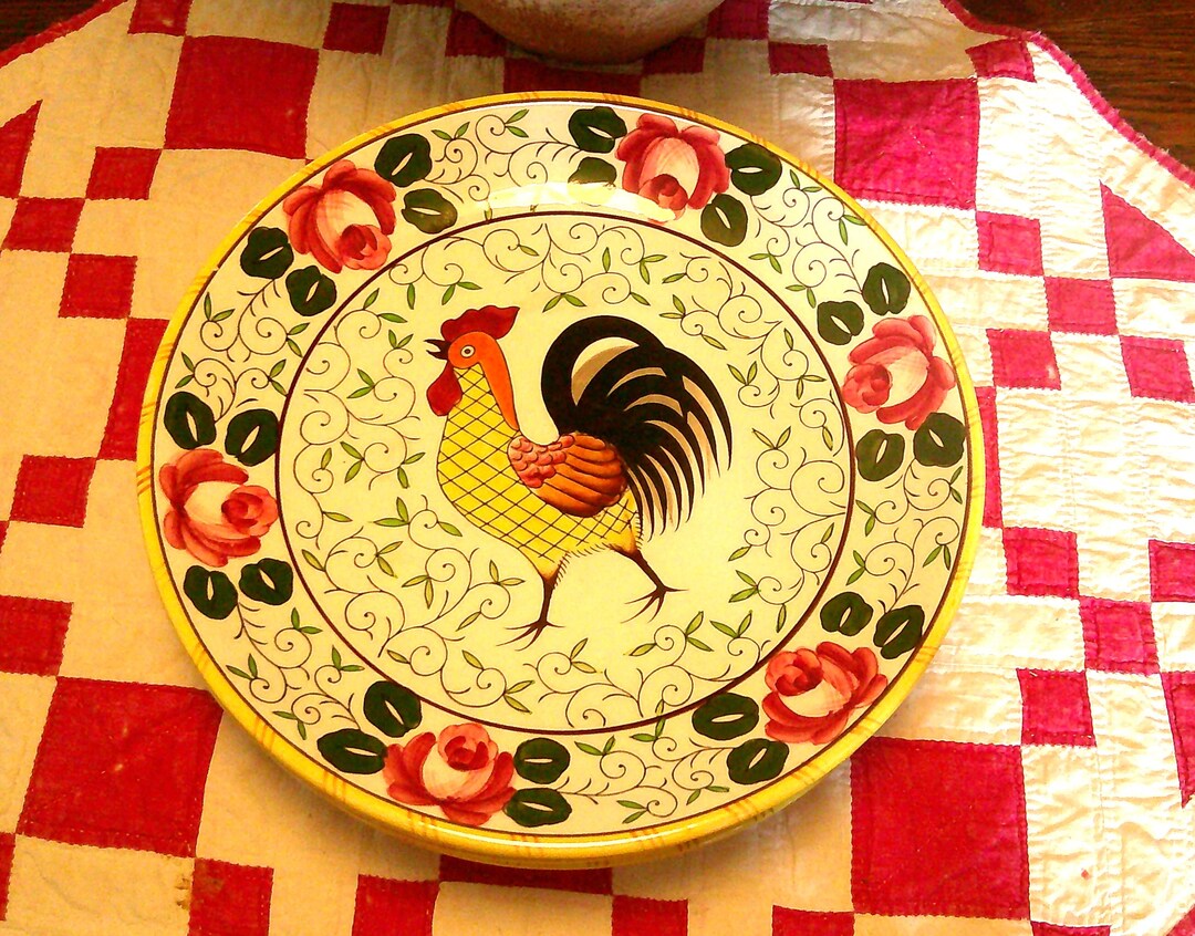 Vintage Py Rooster and Roses Dinner Plates 9.5" Set of 6 - Etsy