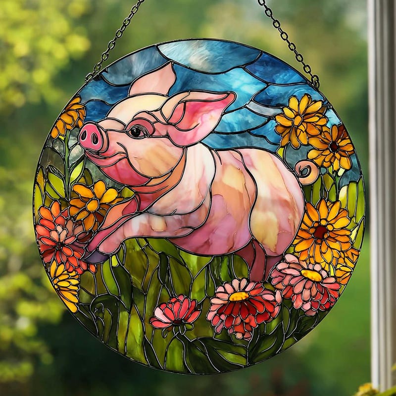 Stained Glass Pig - Etsy