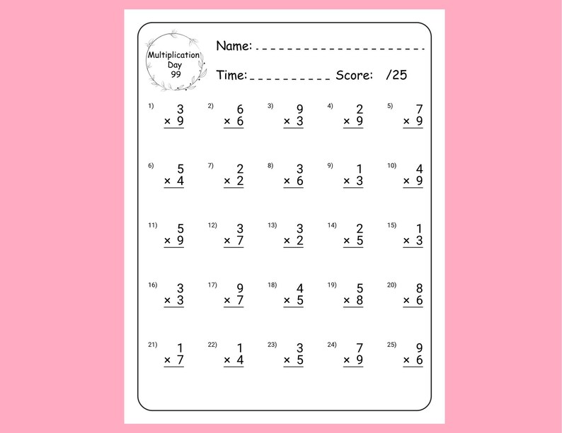 100 Printable Multiplication Fill in the Blanks Worksheets (numbers 1-9 ...