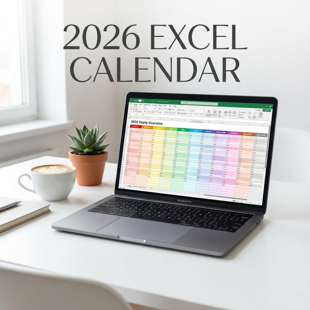 2026 Excel Calendar Template Monthly Planner Spreadsheet Digital Etsy