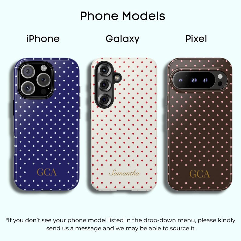 Personalised Polka Dot Monogram Custom Phone Case for iPhone 16 15 14 ...