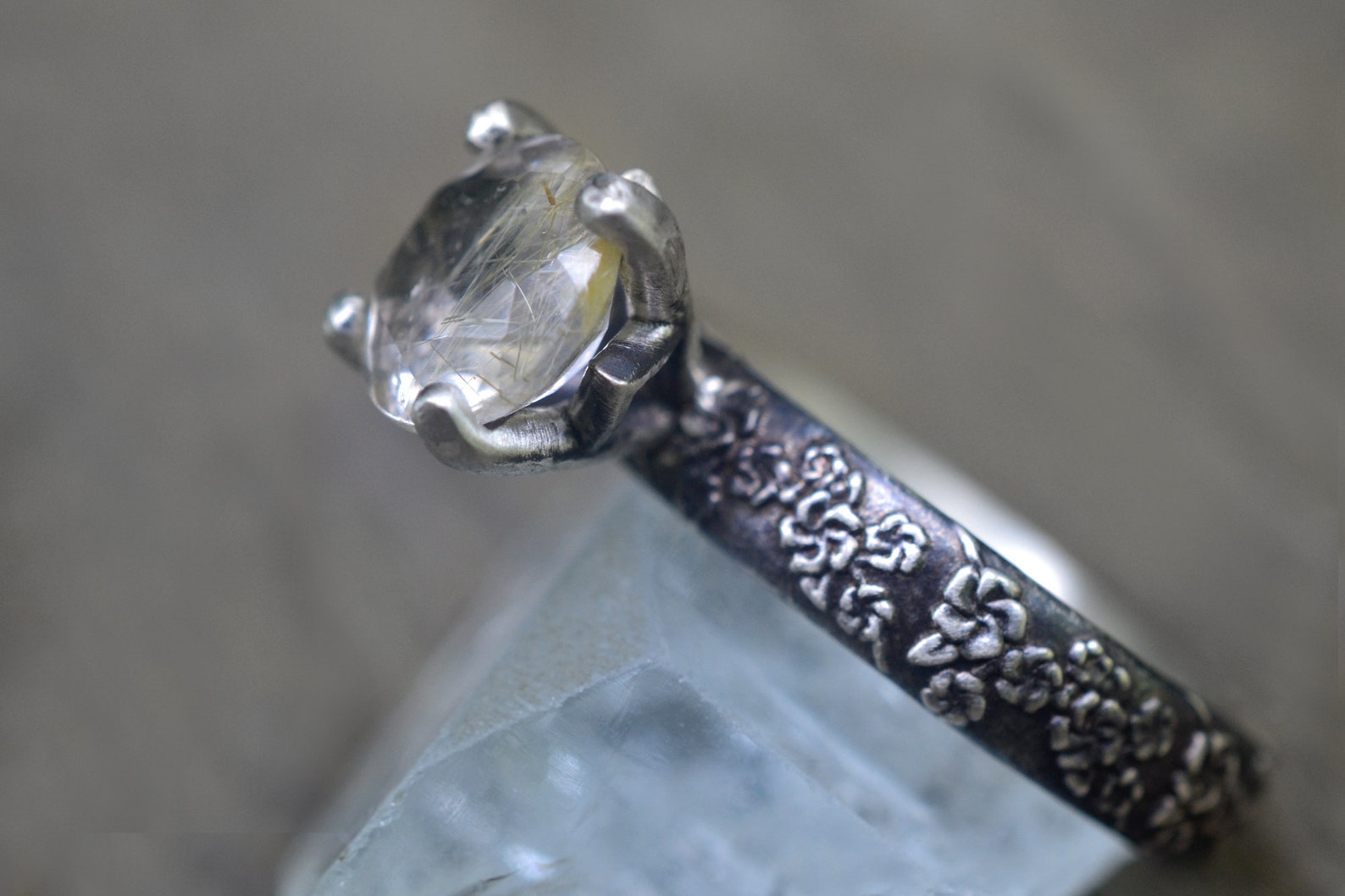 Golden Rutile Ring 8mm Faceted Natural Rutilated Quartz - Etsy