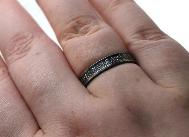 Ancient Greek Art Patterned Ring Men's Oxidised Sterling | Etsy