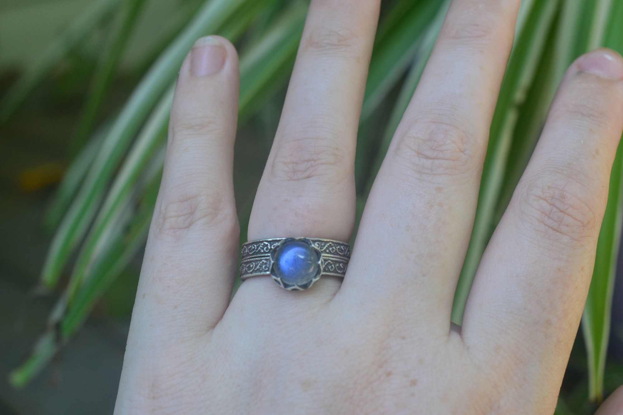 Labradorite Wedding Set Renaissance Style Engagement Ring Set - Etsy ...