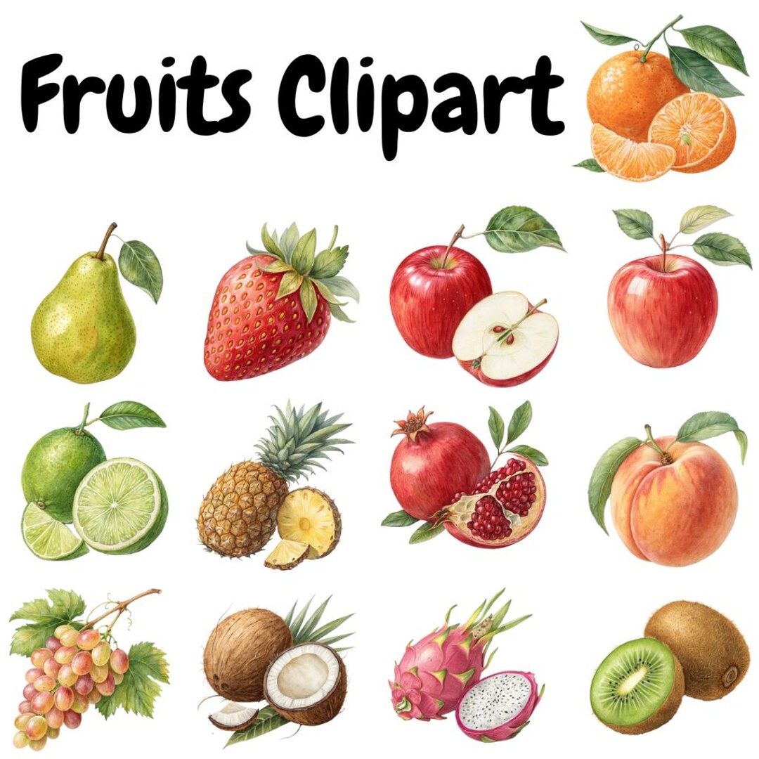 17 Cute Fruits Clipart, Cute Food, Kawaii Fruit Clipart, Cute Fruit PNG ...