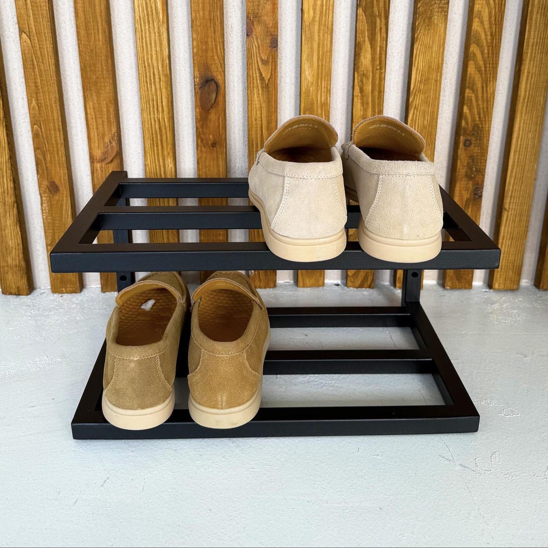 Shoe Rack Entry Way Organizer, 2 Tier Shoe Rack Metal, Floating Shoe ...