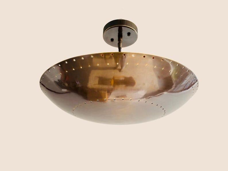 Brass UFO Perforated Ceiling Pendant Light - Minimalist Mid-century ...