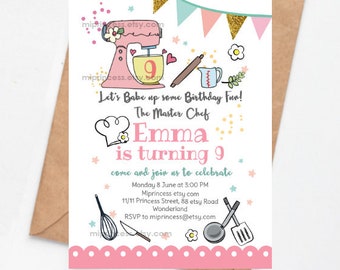 Cooking Party Birthday Invitation, Cooking Party, Digital File ...