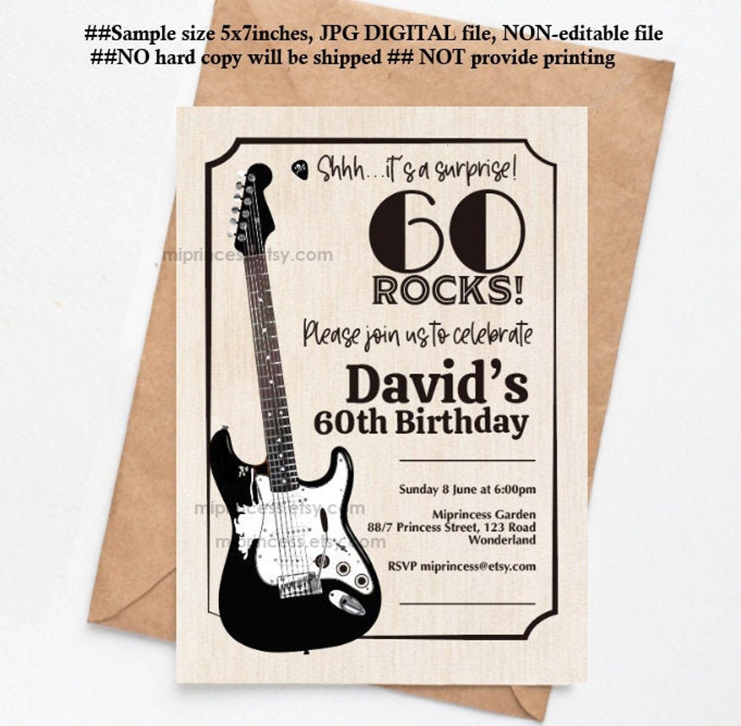 Rock Music Invitation, Rock and Roll Adult Birthday Party Chalkboard ...
