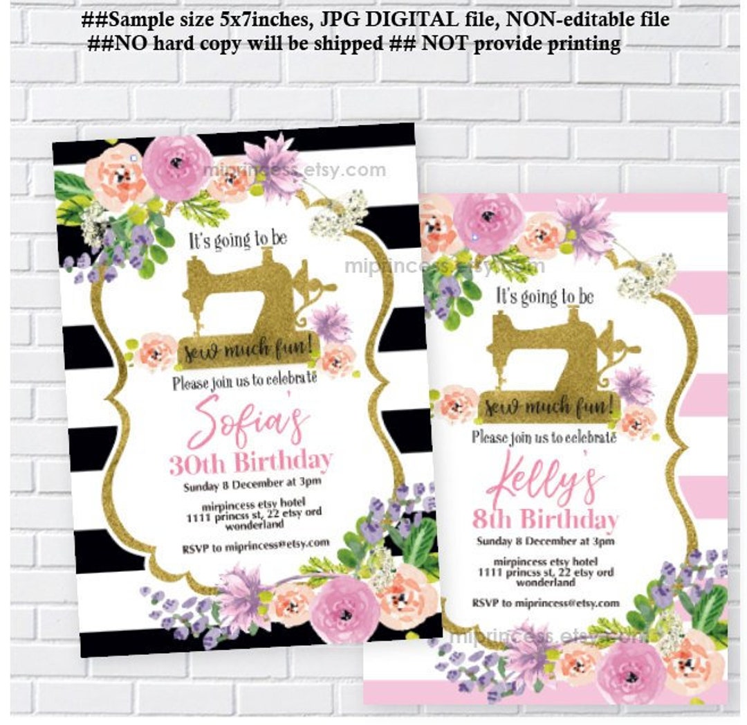 Sewing Party Invitation, Women Birthday Invitation Girl Birthday Party ...