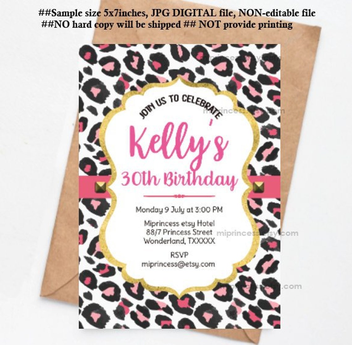 Leopard Birthday Invitation Cheetah Invitation Girl Birthday - Etsy