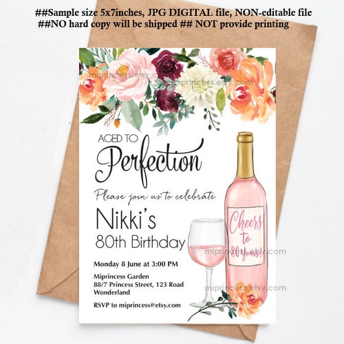 Birthday Party Invitation Aged To Perfection Wine Theme Etsy