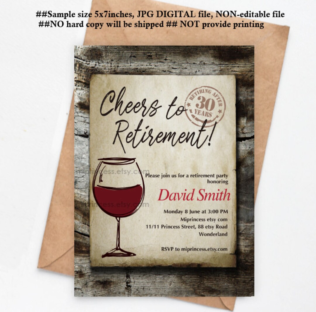 Retirement Invitation Adult Party Cheers to Retirement Retiring ...