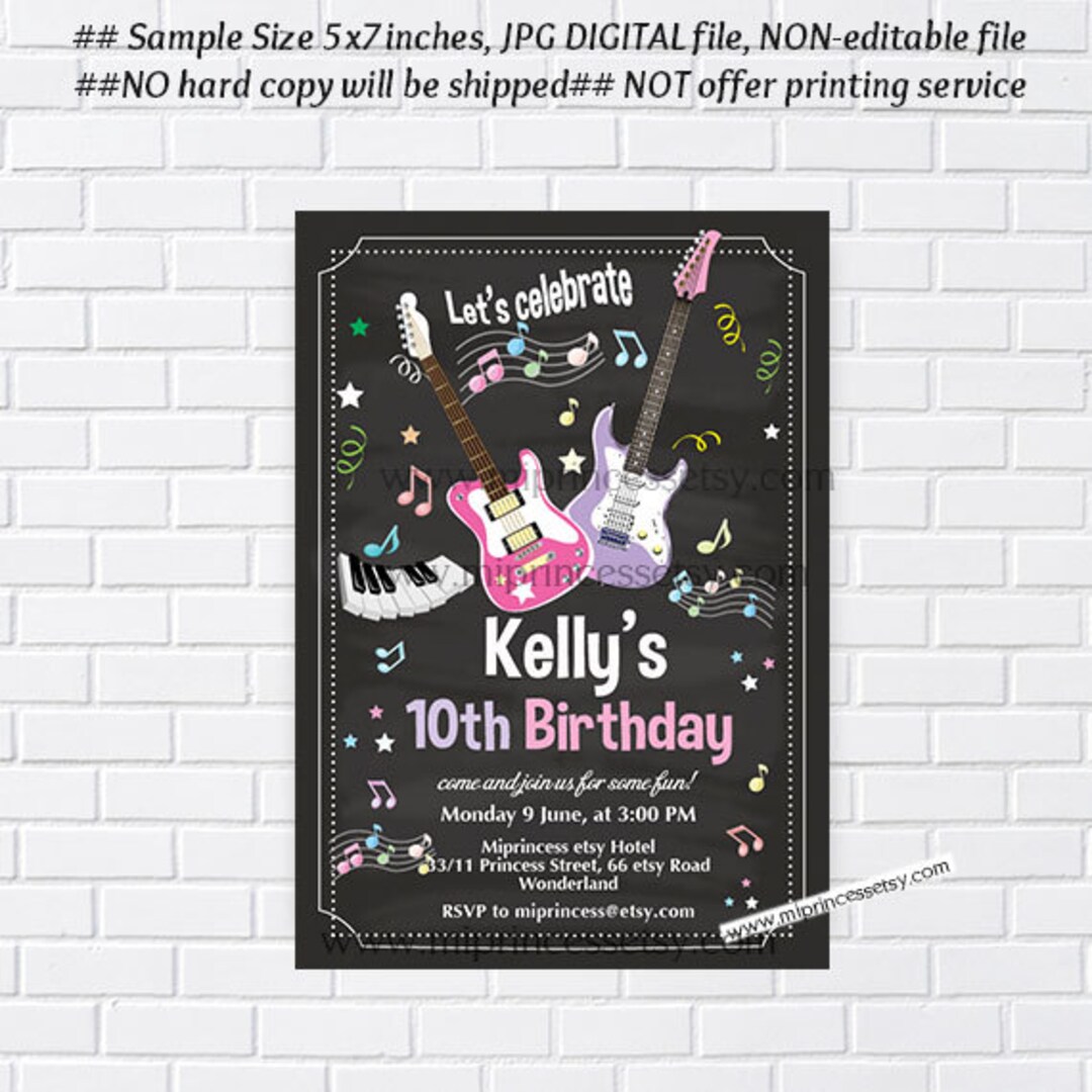Kids Music Invitation, Rock Music Party Invitation, Musical Instruments ...