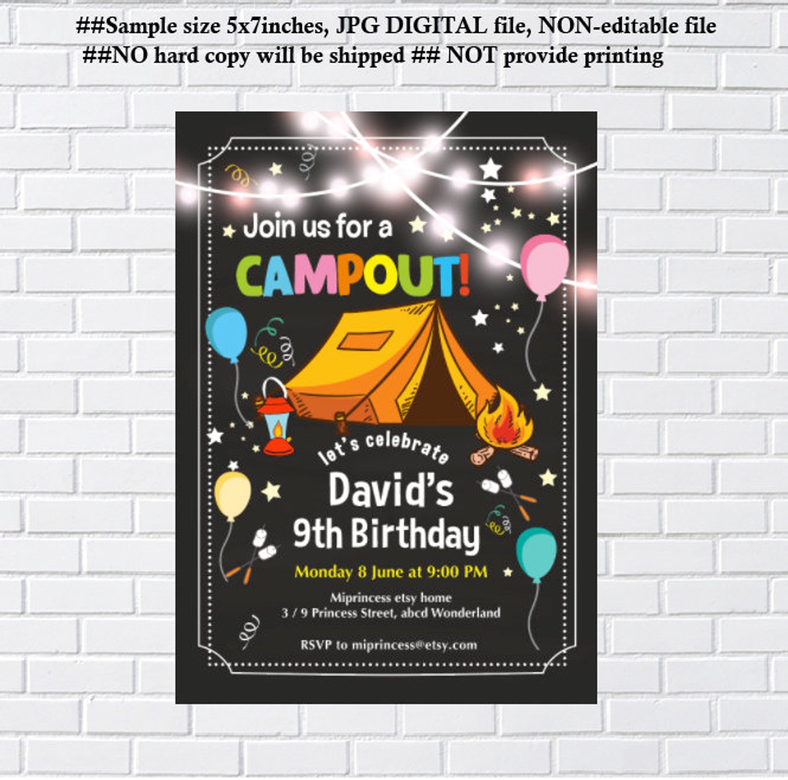 Camping Invitation Campout Bonfire Party Boy Birthday Kids - Etsy