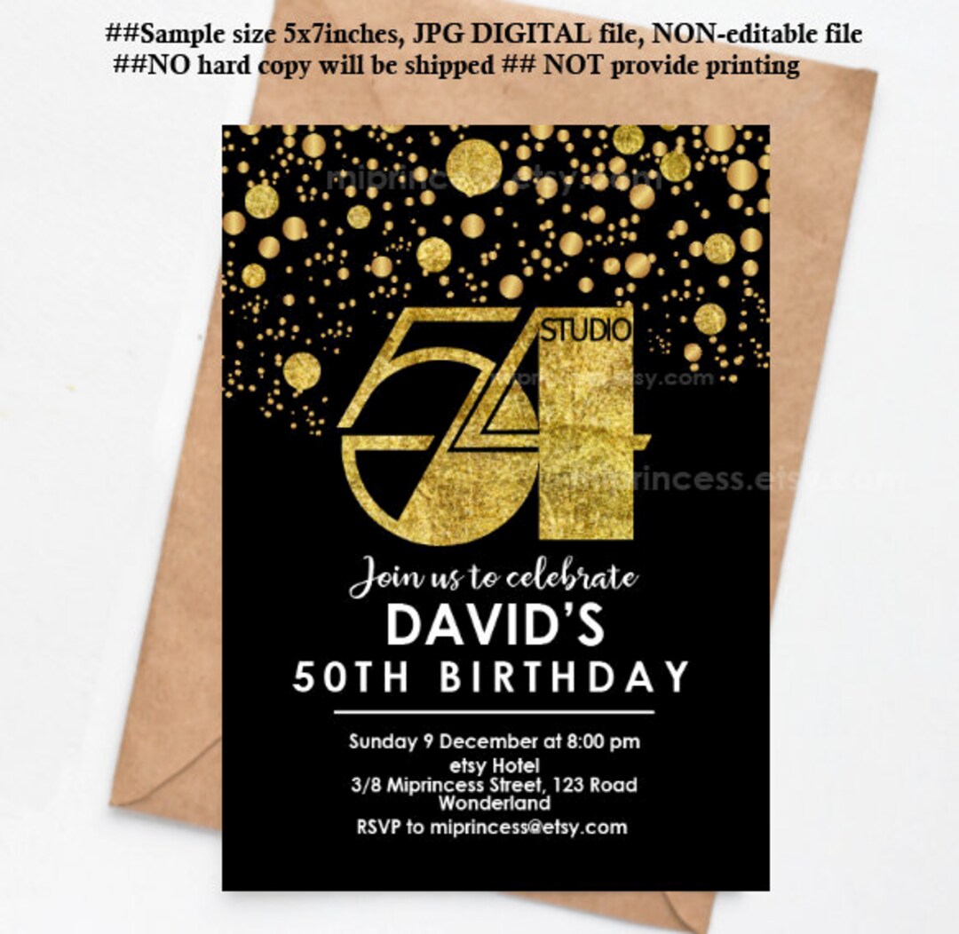 Studio 54 Birthday Party Invitation Disco Dance Party , 1970s Style ...