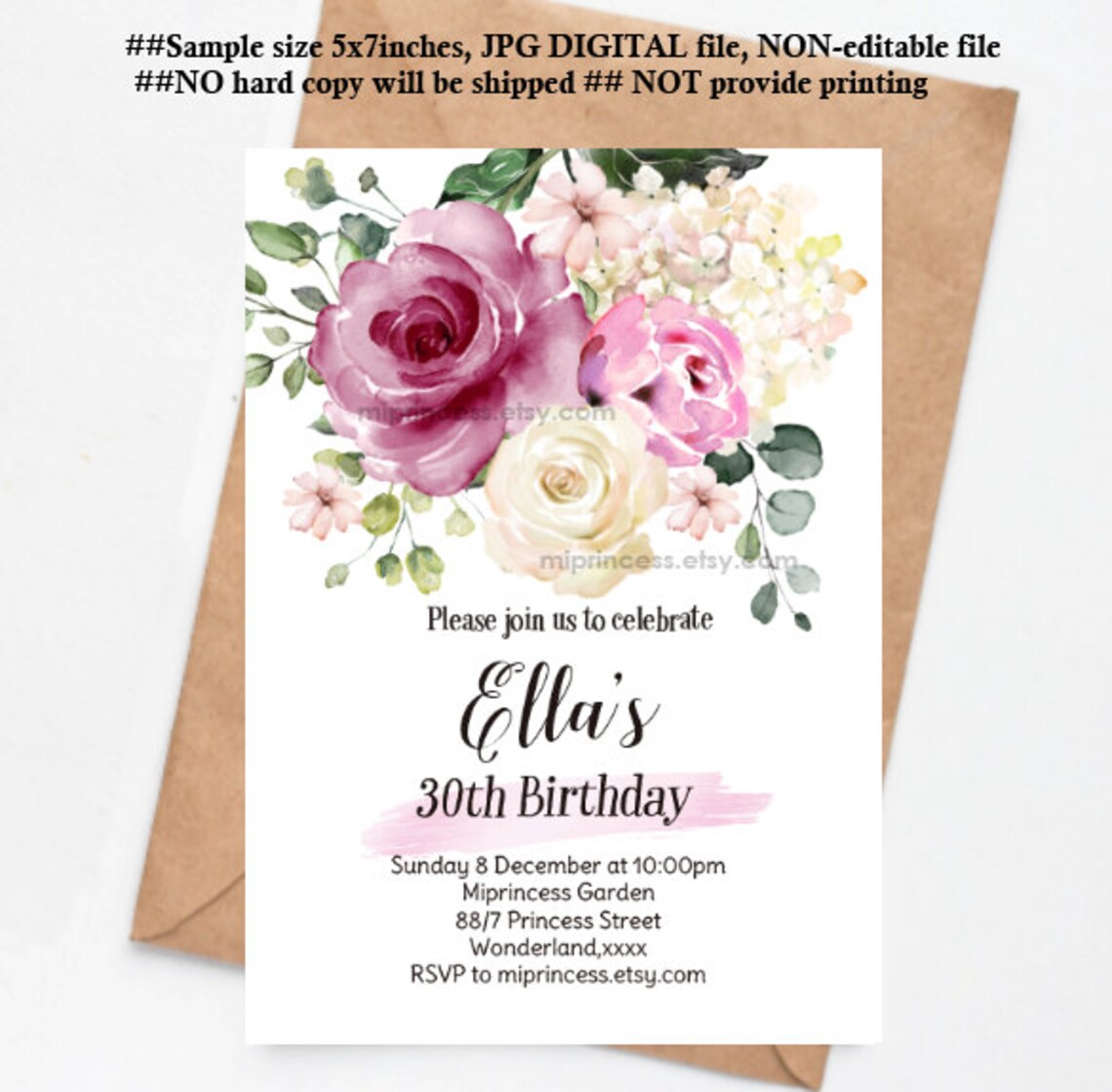 Floral Invitation Women Birthday Party Bridal Shower Baby - Etsy